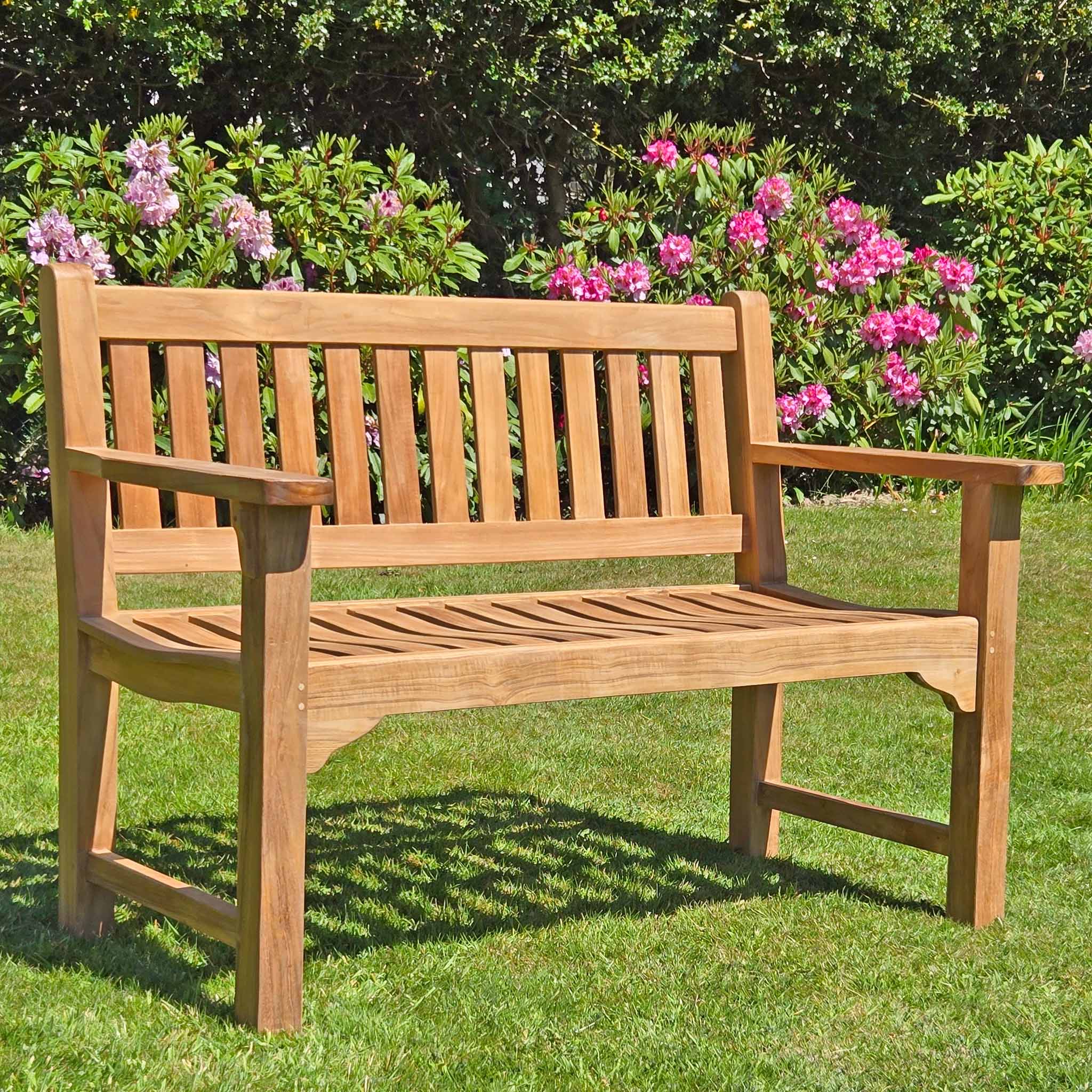 Personalised 2 Seat Teak Garden Benches | Small 4ft Benches | UK ...